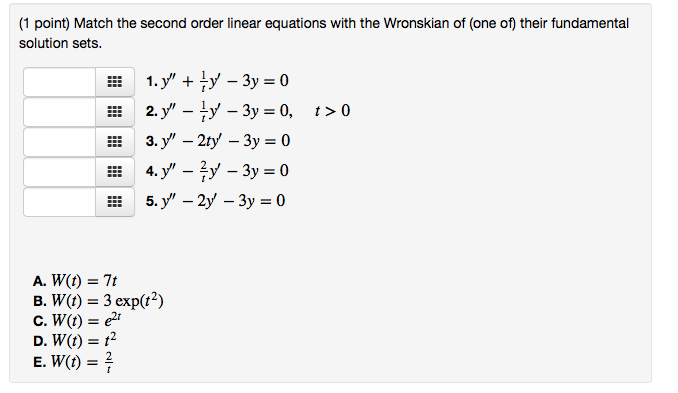 Solved Match the second order linear equations with the | Chegg.com
