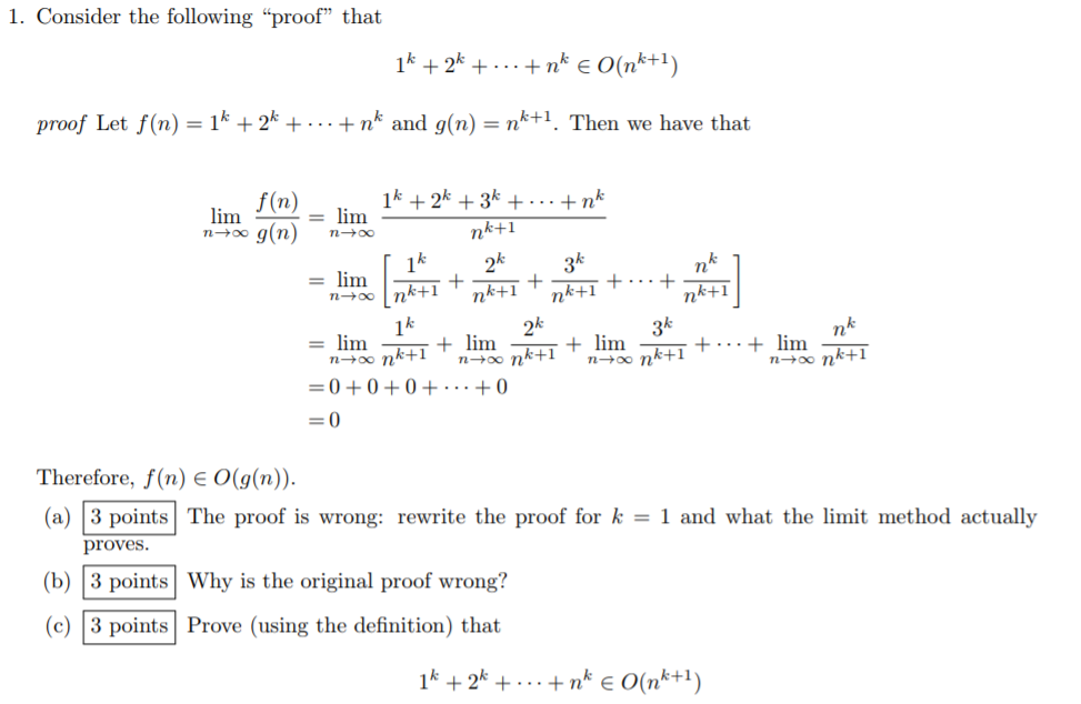 Solved the proof is wrong; rewrite the proof for k = 1 and | Chegg.com