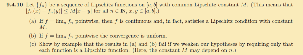 Solved Let {f_n} be a sequence of Lipschitz functions on [a, | Chegg.com