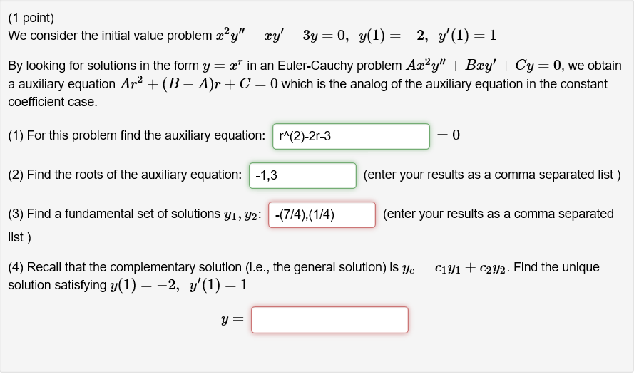 Solved We consider the initial value problem x2y" - xy' - 3y | Chegg.com
