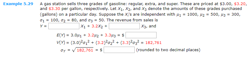 Solved Example 5.29 A gas station sells three grades of | Chegg.com