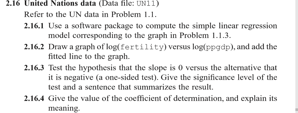 Solved Refer to the UN data in Problem 1.1. Use a software | Chegg.com