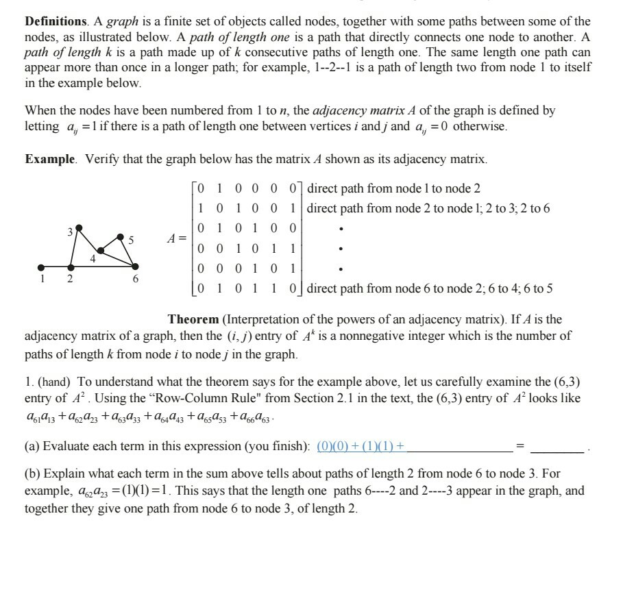 Solved Definitions. A graph is a finite set of objects | Chegg.com