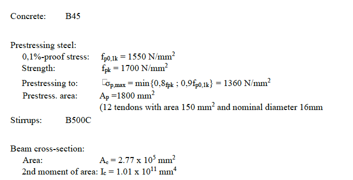 150 150 100 h 1700 A,p 400 Beam cross-section [mm] 2m | Chegg.com