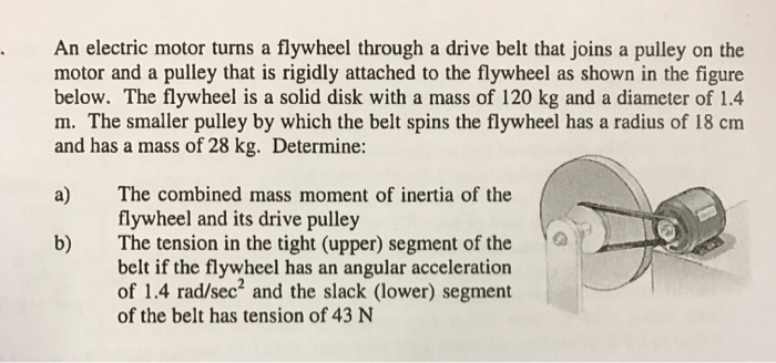 Solved An electric motor turns a flywheel through a drive | Chegg.com