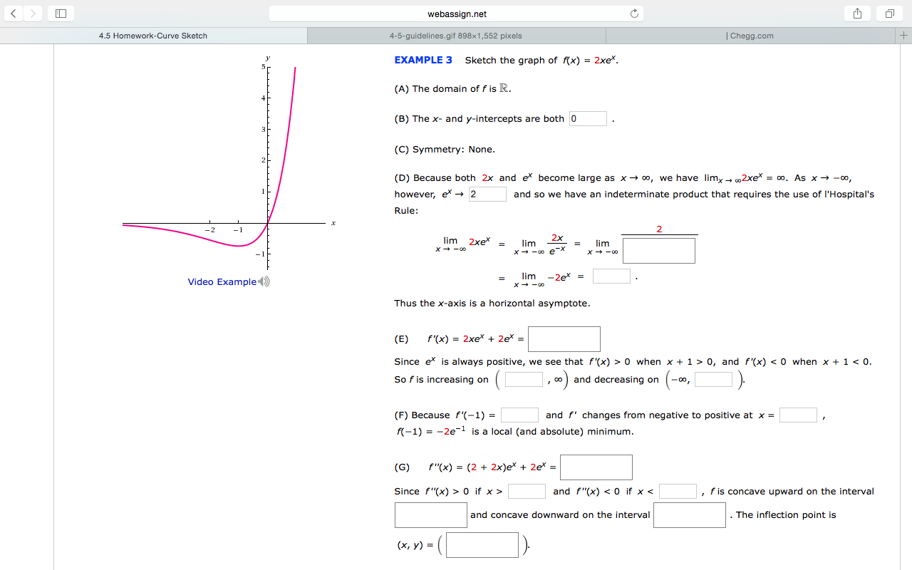 Solved Sketch the graph of f(x) = 2xe^x The domain of f is | Chegg.com