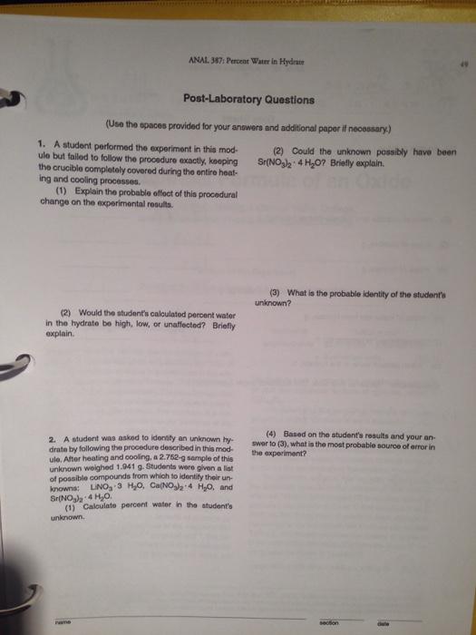 Solved Student perform the experiment in this mode all but | Chegg.com