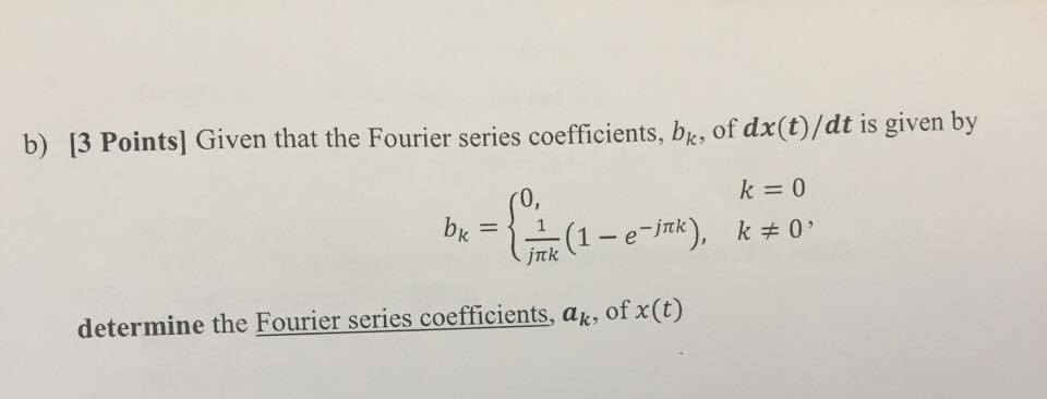 Solved Given That The Fourier Series Coefficients B K Of