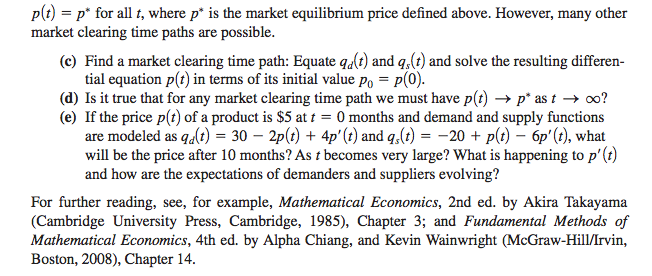G Market Equilibrium: Stability and Time Paths | Chegg.com