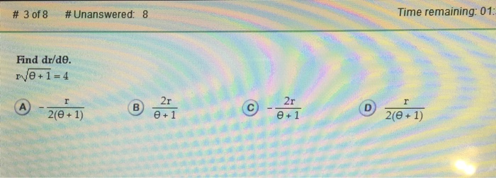 Solved Find dr/d theta. r squareroot theta + 1 = 4 - | Chegg.com