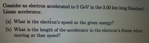 Solved Consider an electron accelerated to 5 GeV in the 3.00 | Chegg.com