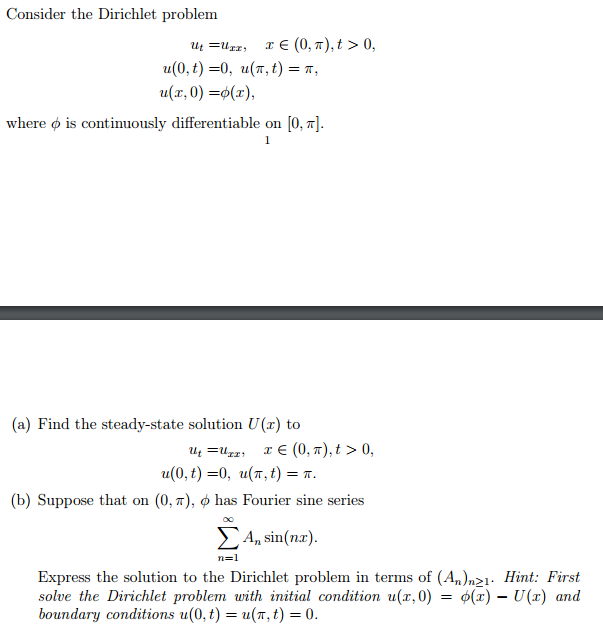 Solved Consider the Dirichlet problem u_t = u_xx, x element | Chegg.com