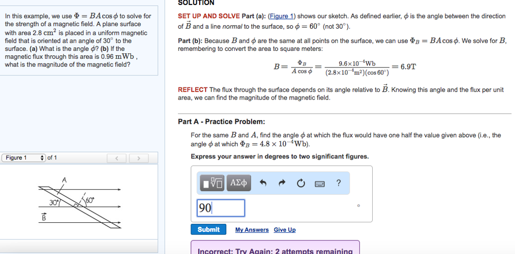 Solved In this example, we use Phi = BA cos phi to solve for | Chegg.com