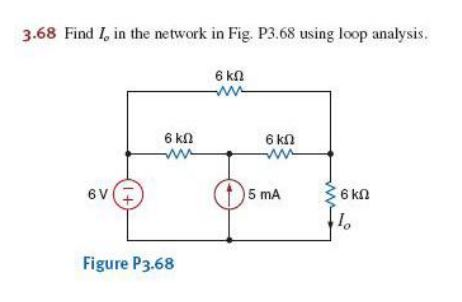 Solved Find I0 in the network in Fig. P3.68 using loop | Chegg.com