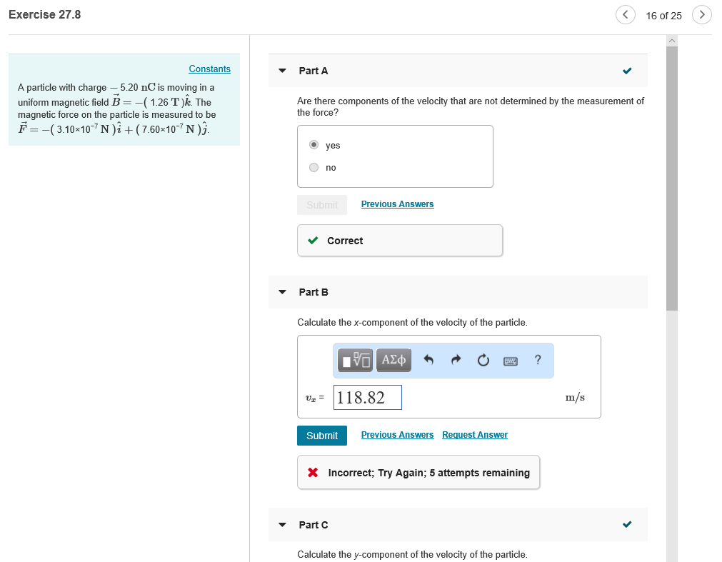 Solved Exercise 27.8 16 of 25 Constants Part A A particle | Chegg.com