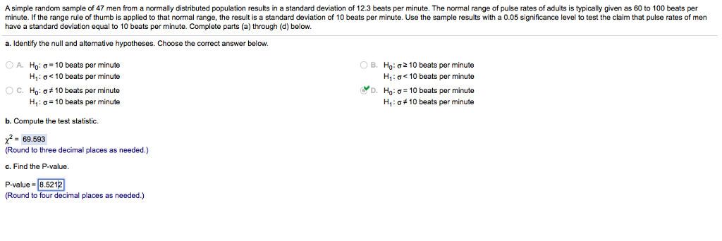 Solved A simple random sample of 47 men from a normally | Chegg.com