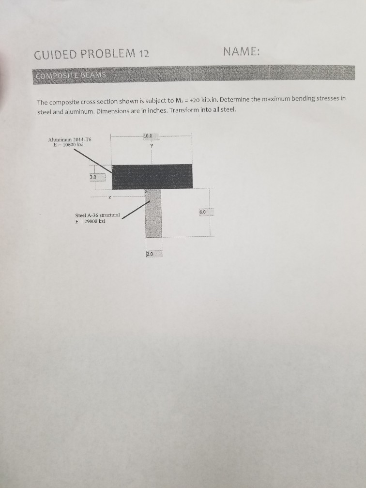 Solved NAME: GUIDED PROBLEM 12 COMPOSIE BEAMS The composite | Chegg.com
