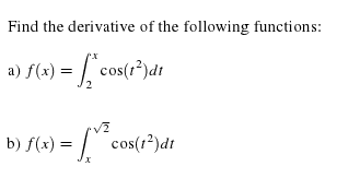 Solved Find the derivative of the following functions: f(x) | Chegg.com