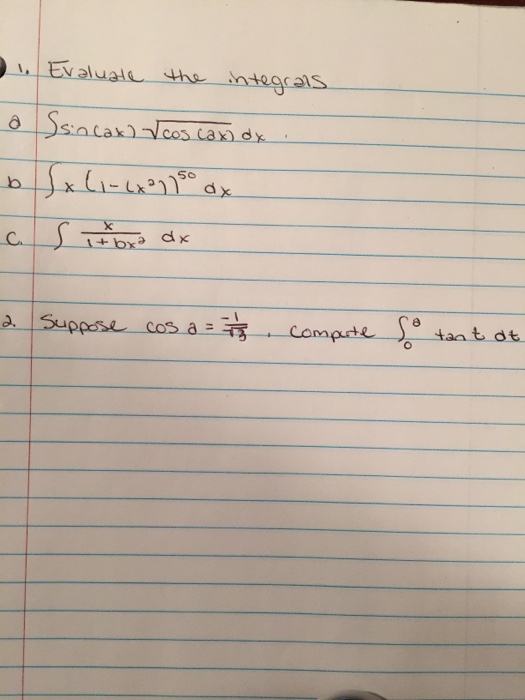 Solved 1. Evaluate the integrals a. integrate sin (ak) root | Chegg.com