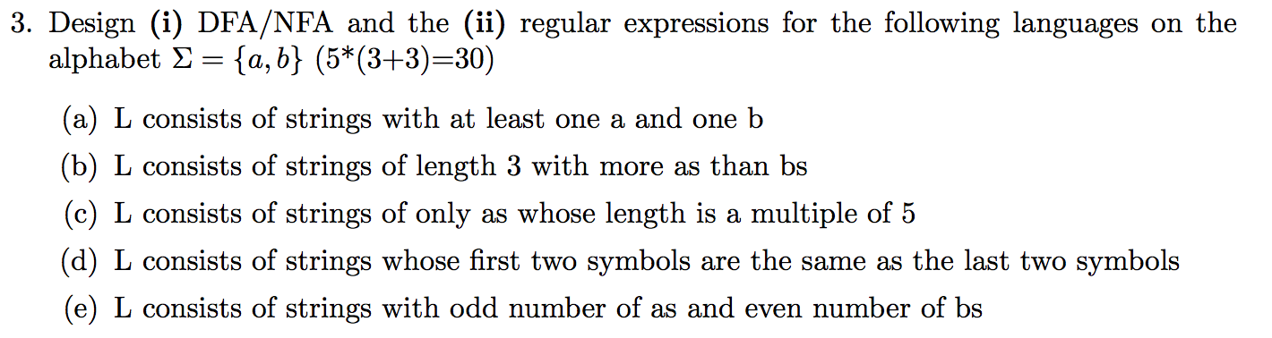 Solved Design (i) DFA/NFA and the (ii) regular expressions | Chegg.com
