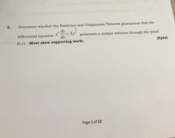 Solved Determine whether the Existence and Uniqueness | Chegg.com