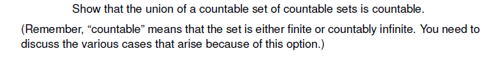 Solved Show that the union of a countable set of countable | Chegg.com