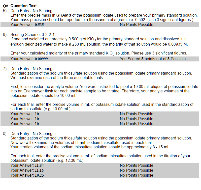 Solved Scoring Scheme: 3-3-2-1 Using the volumes of sodium | Chegg.com