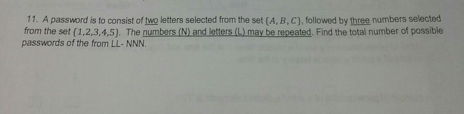 Solved 11. A password is to consist of two letters selected | Chegg.com