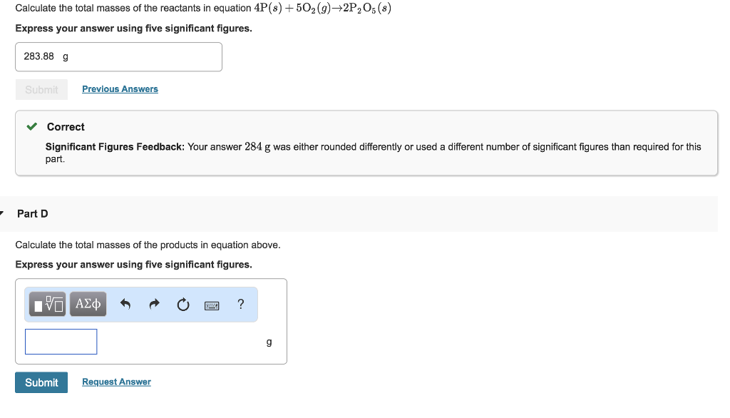 Solved Calculate the total masses of the reactants in | Chegg.com