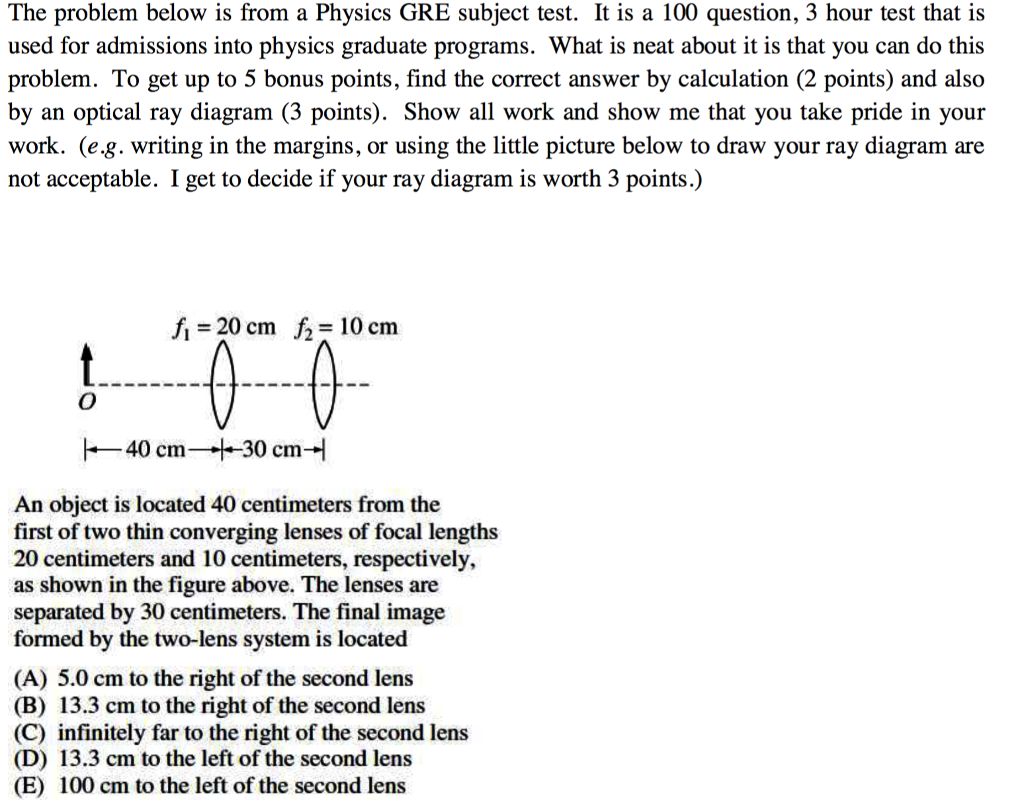 Solved The problem below is from a Physics GRE subject test. | Chegg.com