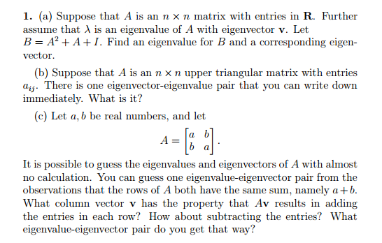Solved (a) Suppose that A is an n Times n matrix with | Chegg.com