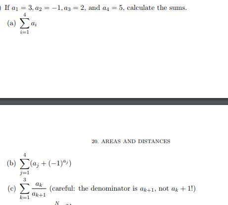 Solved If a.-3, a2 =-1,a3-2, and a.-5, calculate the suns. | Chegg.com