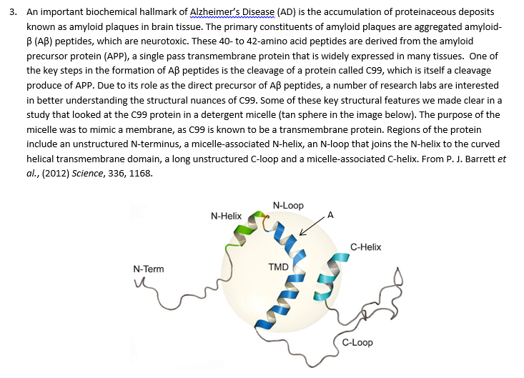 Solved 3. An important biochemical hallmark of Alzheimer's | Chegg.com
