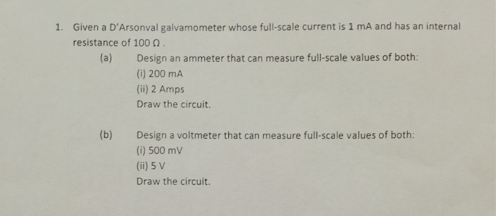 Solved Given a D'Arsonval galvamometer whose full-scale | Chegg.com