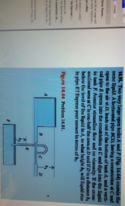 Solved Two very large open tanks A and F (Find. 14.44) | Chegg.com