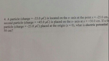 Solved A particle (charge = -35.0 MuC) is located on the | Chegg.com
