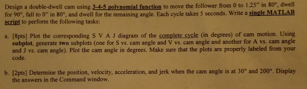 Solved in 80, dwell Design a double-dwell cam using 3-4-5 | Chegg.com