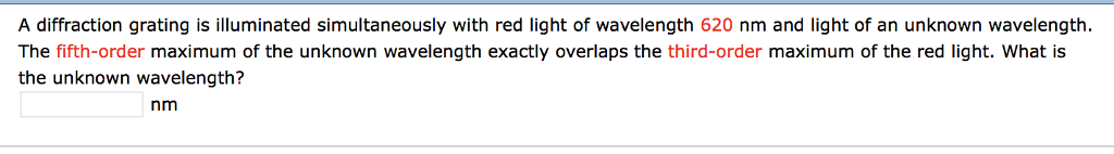 Solved A diffraction grating is illuminated simultaneously | Chegg.com