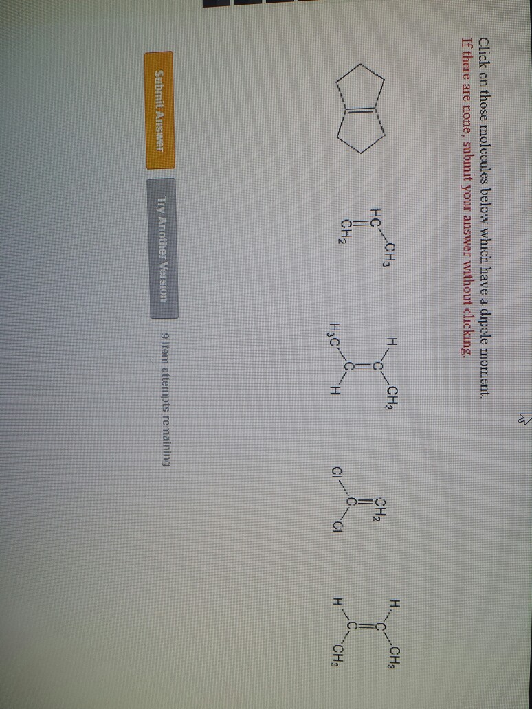 Solved Click on those molecules below which have a dipole | Chegg.com