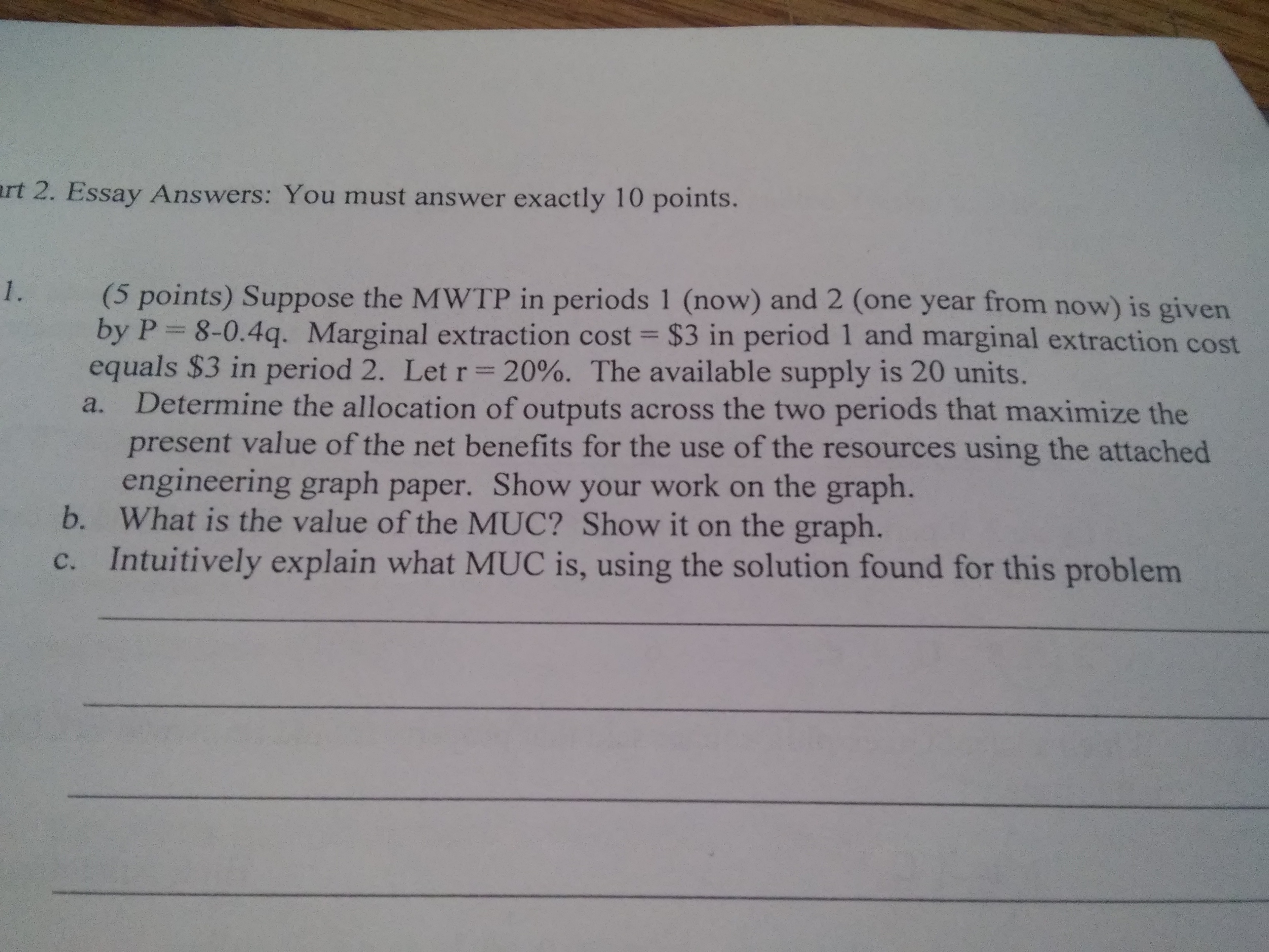 Solved Suppose the MWTP in periods 1 (now) and 2 (one year | Chegg.com