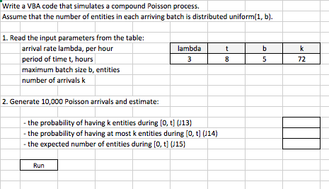 Write a VBA code that simulates a compound Poisson | Chegg.com