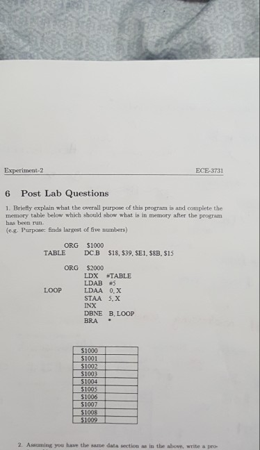 Solved ECE-3731 6 Post Lab Questions 1. Briefly explain what | Chegg.com