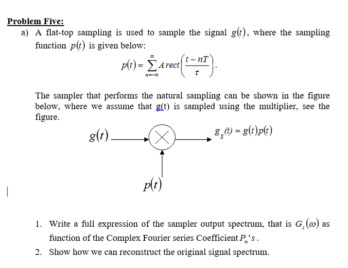 Solved A flat-top sampling is used to sample the signal | Chegg.com