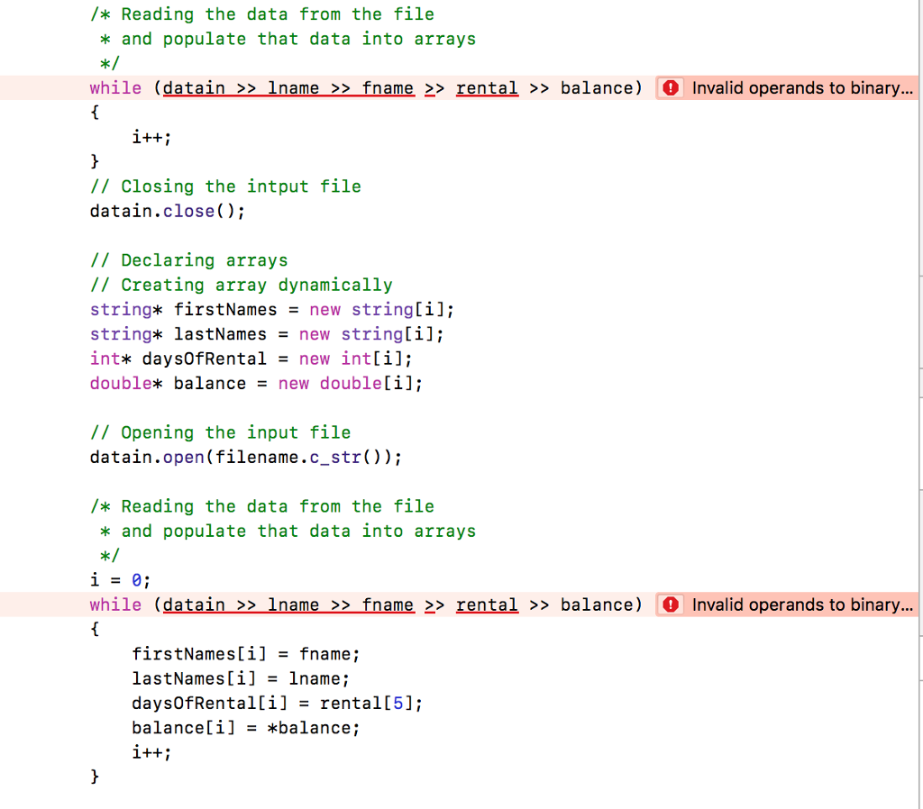 Solved /*Reading the data from the file * and populate that | Chegg.com