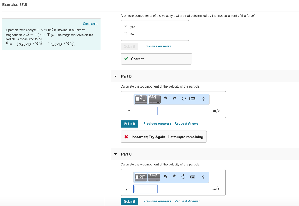 Solved Exercise 27.8 Are there components of the velocity | Chegg.com