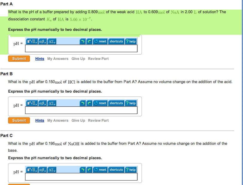 Solved What is the pH of a buffer prepared by adding 0.809 | Chegg.com