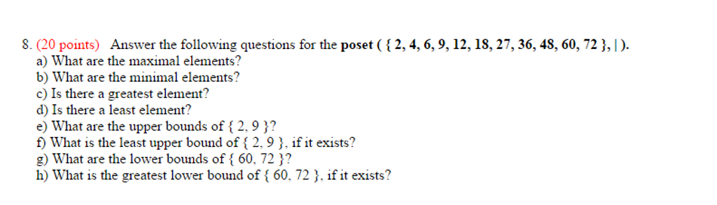 Solved Answer the following questions for the poset ({2, 4, | Chegg.com