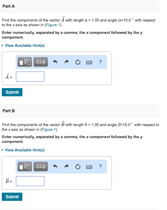 Solved Find the components of the vector A with length a = | Chegg.com