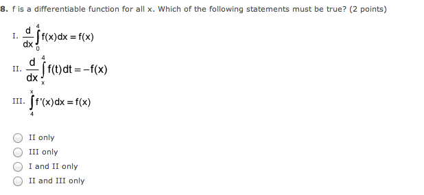 Solved f is a differentiable function for all x. Which of | Chegg.com