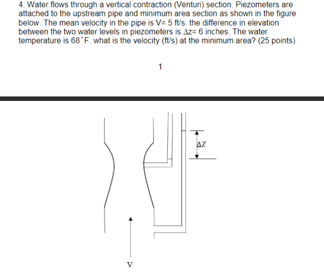 Solved 4. Water flows through a vertical contraction | Chegg.com
